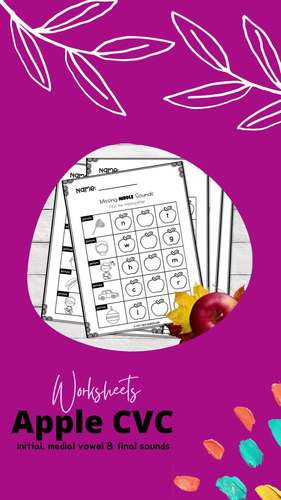 Apple CVC Practice Worksheets by TeKa Kinderland | TPT
