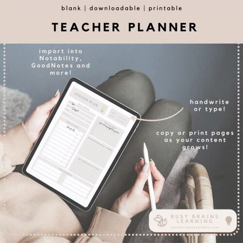 Lesson Plan Template & UNDATED Teacher Planner by Busy Brains Learning