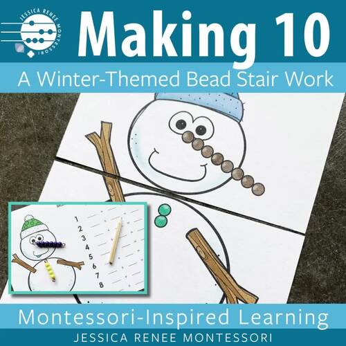 Winter Math Activity - Montessori Making 10 Bead Stair Snowman ...