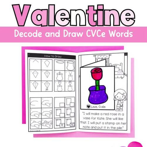 *HALF OFF Valentine Decodable Readers CVCe Words | Directed Drawing Magic E