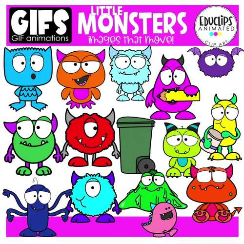 GIFs - LITTLE MONSTERS - Animated Images - {Educlips} by Educlips Clip Art