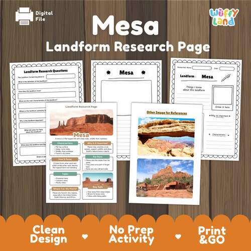 Mesa Landform Research Project | Desert Geography Science Worksheet and ...