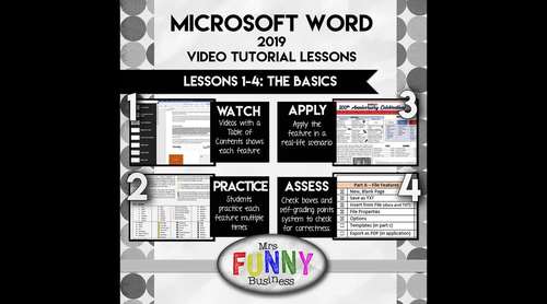 Microsoft Word 2019 Lessons 1-8 - FULL BUNDLE by Mrs Funny Business