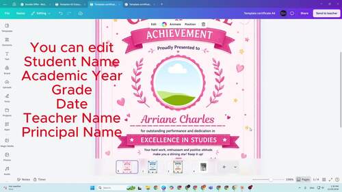 Editable Student Award Certificates with Photo – Canva Templates for ...