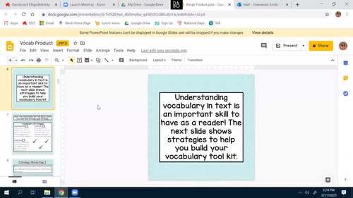 Vocabulary Interactive Slideshow for Distance Learning by Emily Greenwald