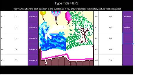 Story Book Commercial Use Pixel Art Activity Templates for Google Sheets