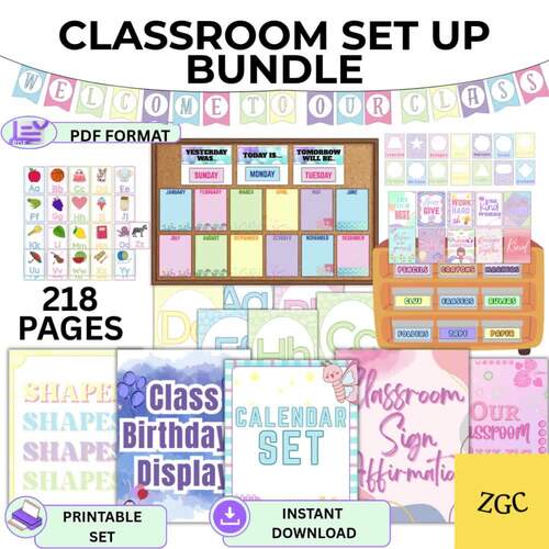 Printable Classroom Decor Bundle | Alphabet Posters, Number Charts ...