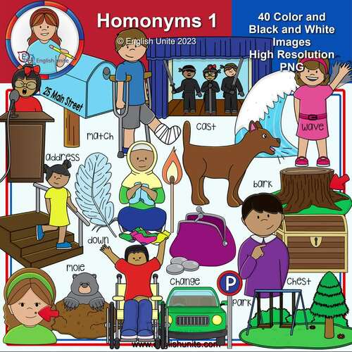 Homonyms Clip Art Bundle – 80 Educational Images by English Unite Clip Art