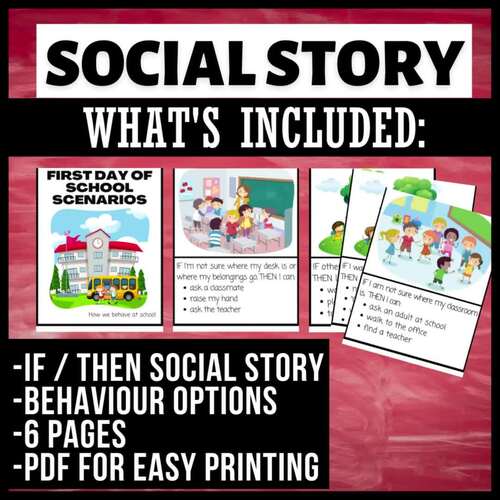 Social Story: First Day Of School Scenarios - How We Behave At School