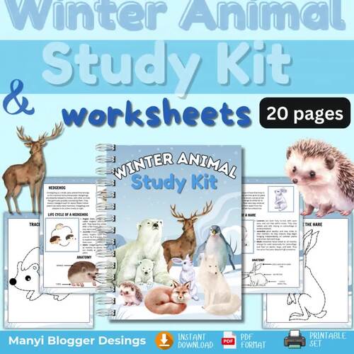 Winter Animal Study Guide: Polar Bears, Reindeer, and Penguins Worksheets