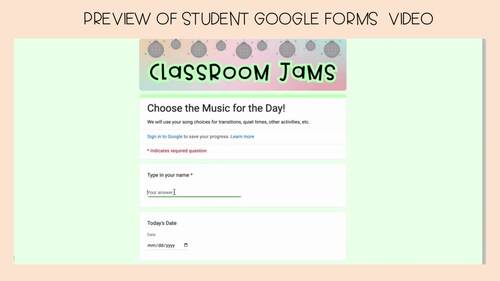 EDITABLE Google Forms Music Survey for Daily and Weekly Student Choices