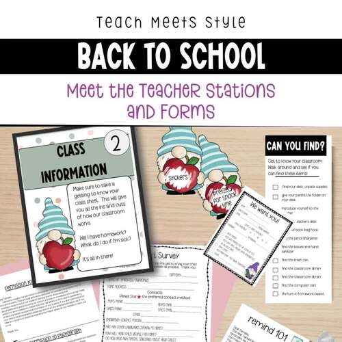 GNOME Meet the Teacher/ Back To school Stations and Forms | Editable