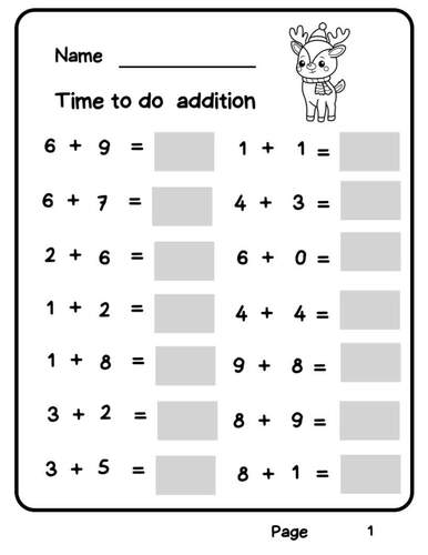 Kindergarten Addition Worksheets (within 10) /Christmas Theme | TPT