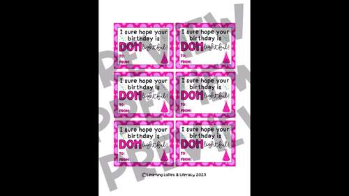 Play Dough Birthday Gift Tags Student Birthday Gift Tags DIY Student ...