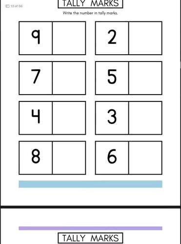 Tally Marks Worksheets, Subitizing by Little Rainbow School House