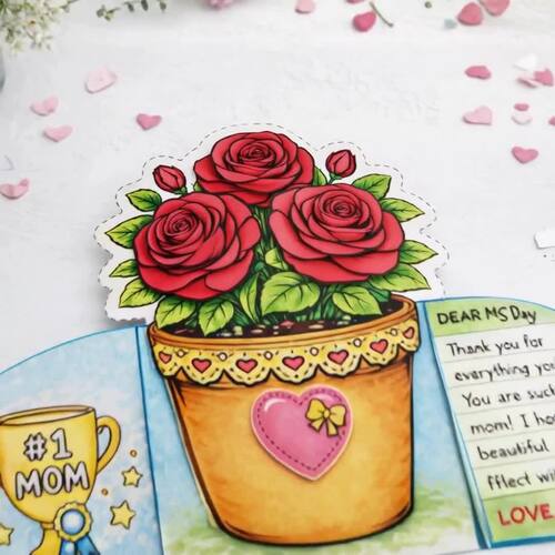Mother’s Day Flower Pot Foldable Card Crafts, DIY Coloring & Writing ...
