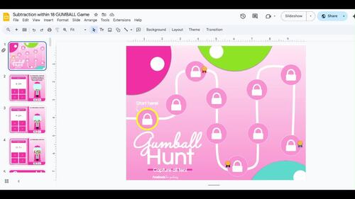 Digital Subtraction within 10 Math Fact Fluency FUN GUMBALL Game 1st ...