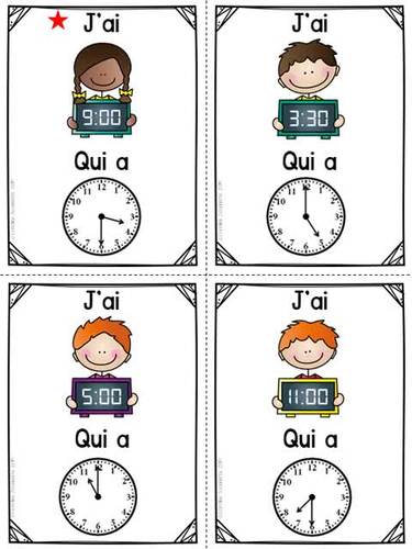 French Time I Have Who Has | Heure Jeu J'ai Qui a by Caroline Joannette