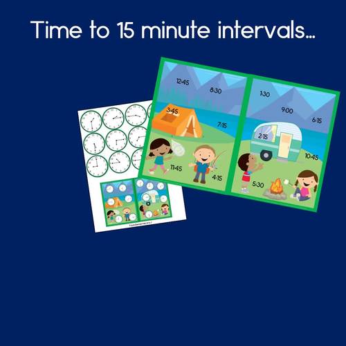 Telling Time to The Nearest 5 Minutes Games and Worksheets Camping Theme