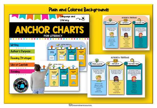 Anchor charts for literacy and language ideal for writing centers