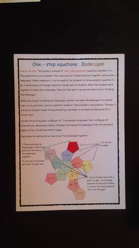 One – step equations : Make and then play with the dodecagon by MathNoHow