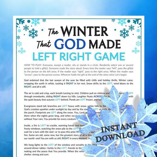 The Winter That God Made Left Right Game: Christian Group Story Activity