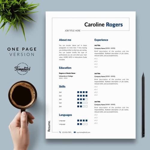 Modern Resume - Caroline Rogers / Professional Resume for MS Word ...