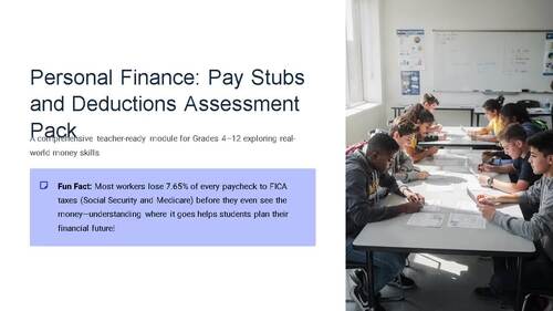 Personal Finance Pay Stubs and Deductions Comprehensive Guide Grades 4 ...