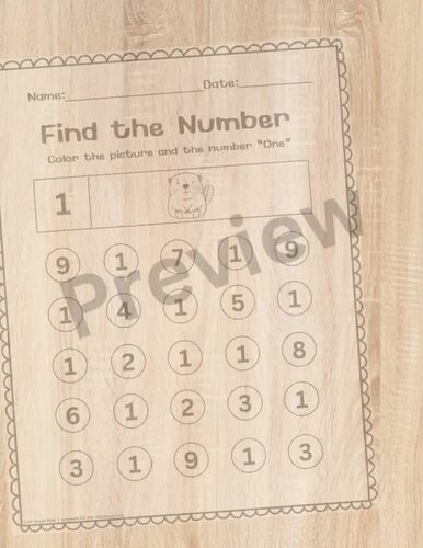Back to School Find the Number Worksheets Number Recognition & Counting ...