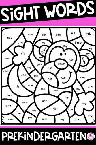 ZOO ANIMALS Color by Code Sight Words Pre Primer Coloring Pages SPRING ...