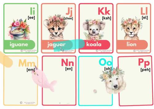 FRENCH ALPHABET flashcards with Watercolour Animals | Educational ...