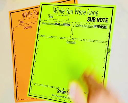 Substitute Note Template EDITABLE While You Were Out | TPT