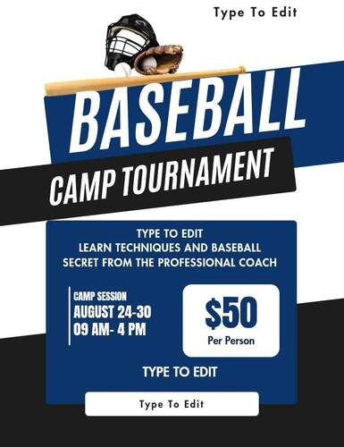 Baseball Camp Tournament Flyers (4) Fully Customize your Flyer Ready to ...