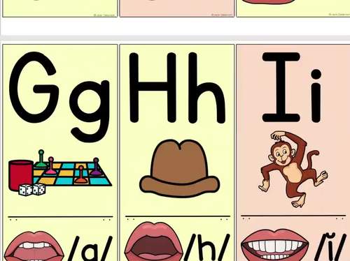 FUN Phonics Printables | LEVEL 1 | LARGE Cards with Articulation Mouth ...