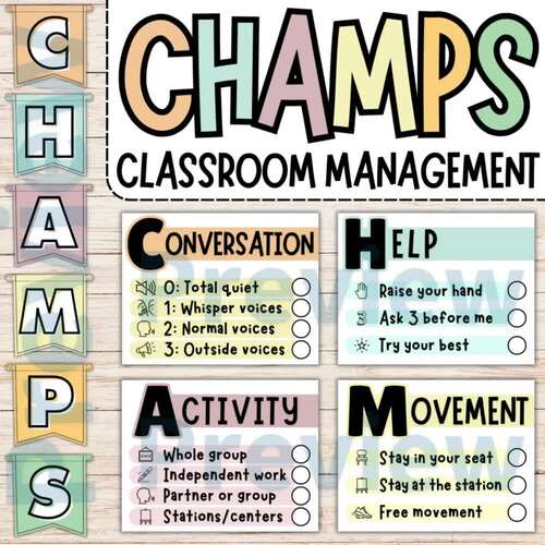 CHAMPS Posters Classroom Management Bulletin Board Kit Back to School ...