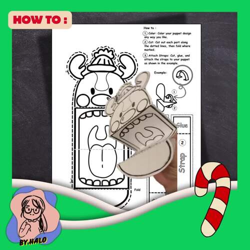 Christmas Craft Puppets (Head) : 10 Festive Characters for Kids : Printable