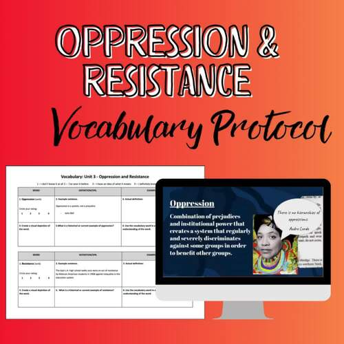 Oppression Unit Vocabulary | Ethnic Studies | High School & Middle School