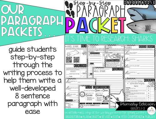 It's Time to Research Sharks Paragraph Packet | Informational Writing
