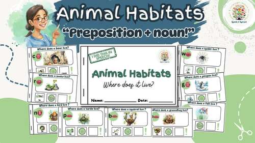 Where Questions w/ Sentence Frame Mini Book (Habitats: "Preposition + a ...