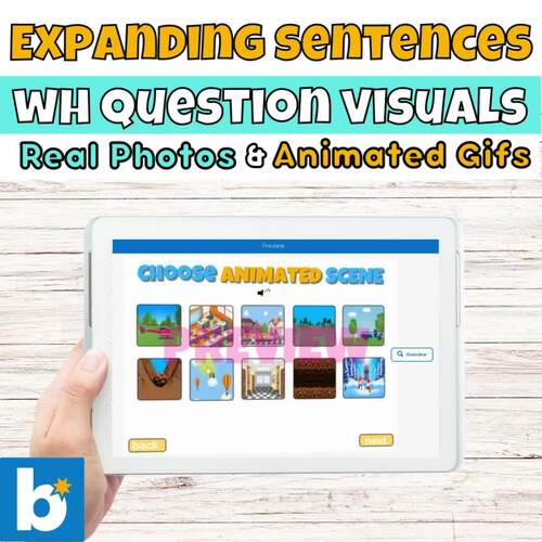 Boom Cards Expanding sentences Animated images WH Questions | TPT