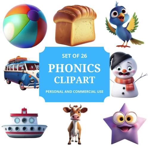 Phonics Clipart Set (Small) | Commercial Usage | 17 Images by BRAINZe