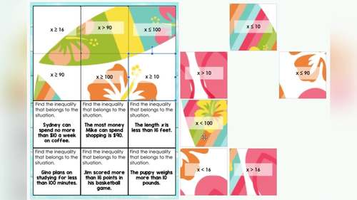 Inequalities Digital Puzzles 6.EE.8 by Fifth Grade Fab | TPT