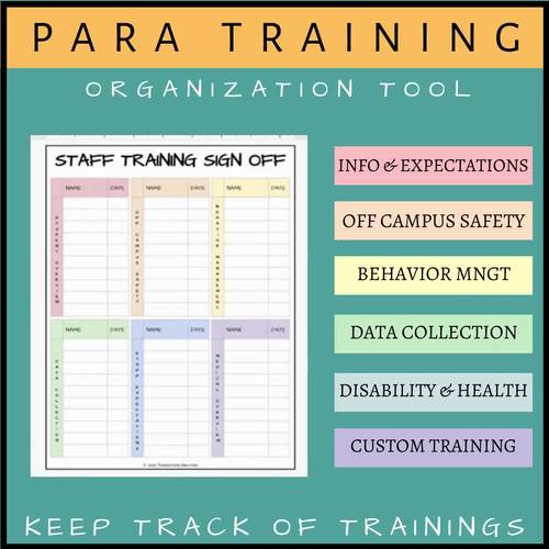 Para Training Tracking System | SPED Teacher Organization | Back to School