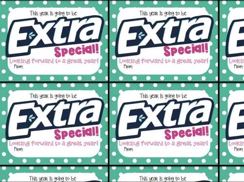Extra Gum Beginning of Year Gift Tag- This year is going to be extra ...