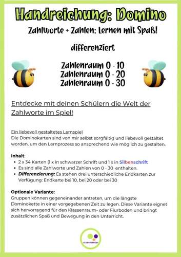 German: Spring-Themed Numbers Domino Game: Fun Learning DAZ / DAF ...