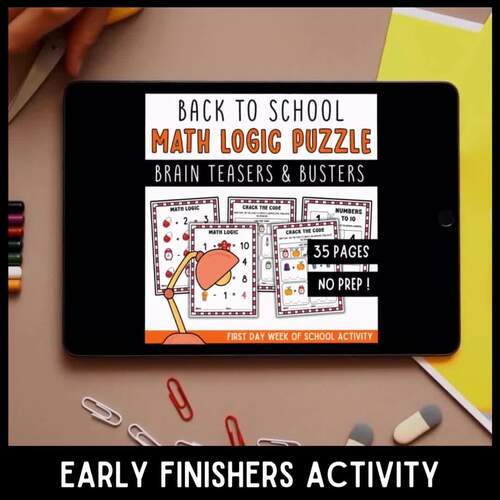 Back to School Math Logic Puzzle Brain Teaser Kindergarten Enrichment ...