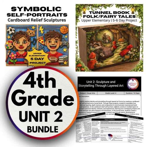 4th Grade Unit 2 BUNDLE: Sculpture & Storytelling Through Layered Art