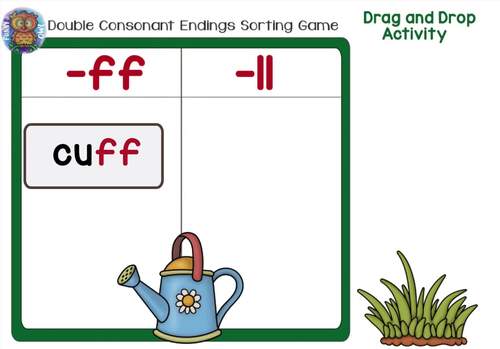 SPRING Double Consonant Endings FLOSS RULE Boom Cards Sorting Activity