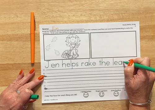 K-1 Fall Literacy Center Activity/Trace Read & Write/Writing Activity ...