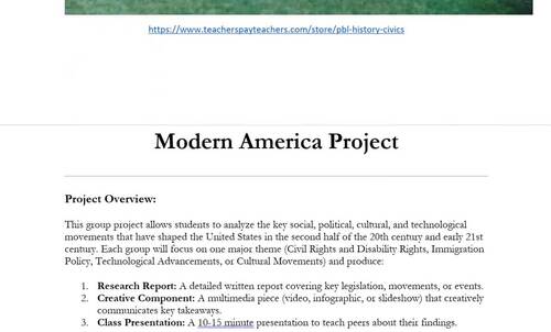 Modern America PBL by PBL History & Civics | TPT